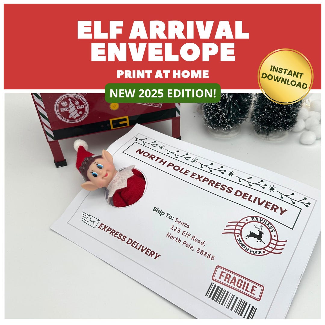 Elf Arrival Envelope 2025, Printable Overnight Elf Delivery Letter ...