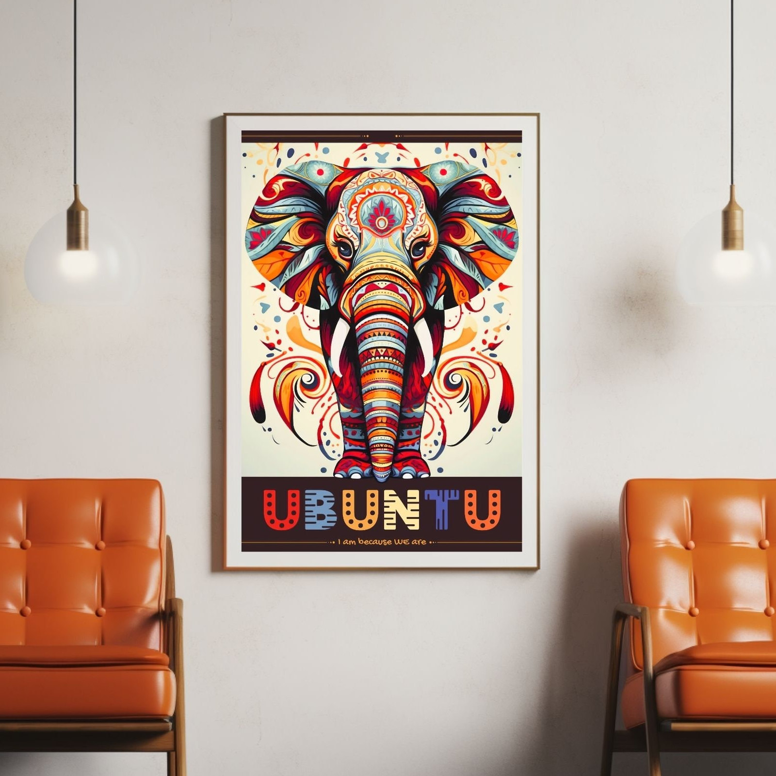Ubuntu Wall Art | African Pattern Printable Poster | Colorful Elephant ...