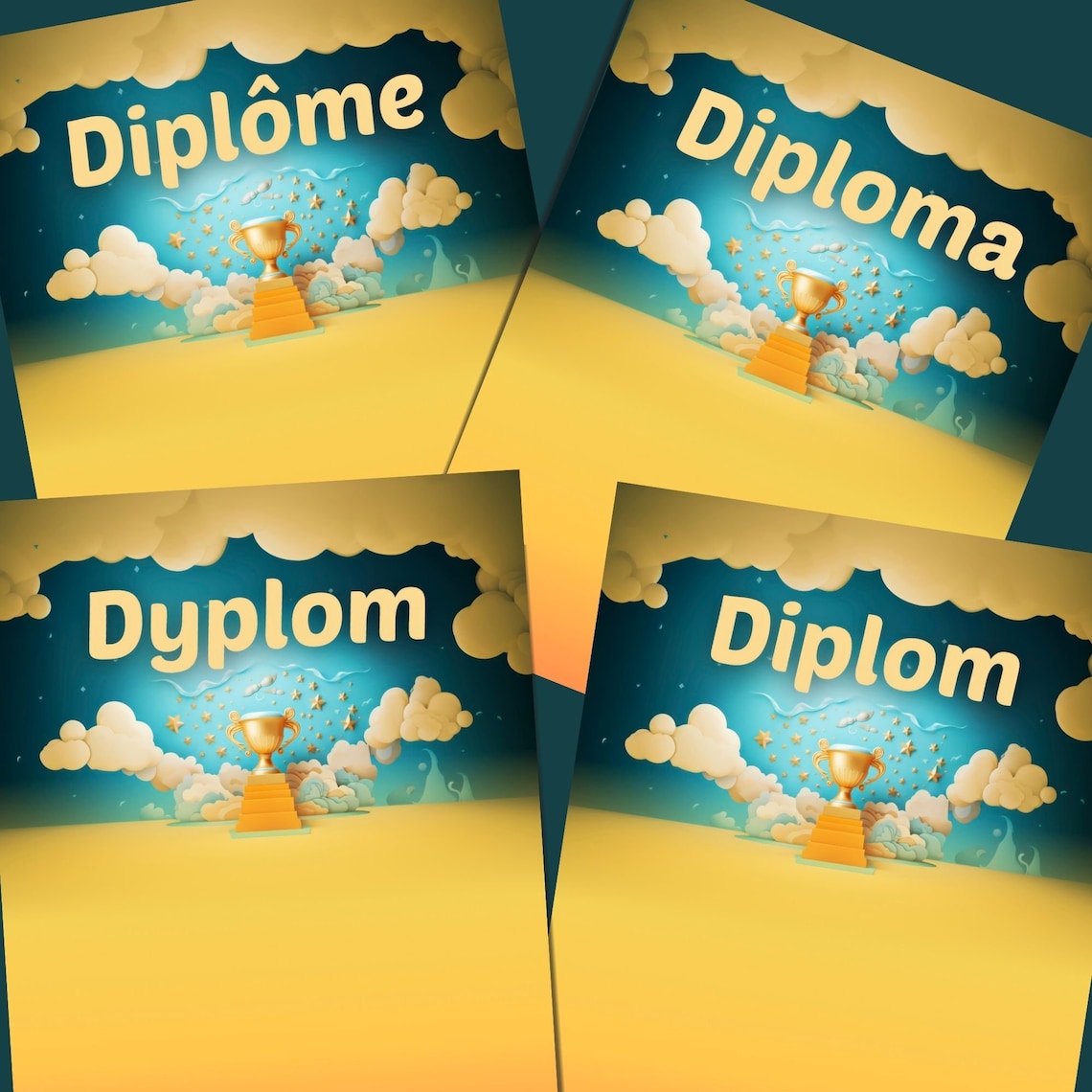 Diploma - Diplom - Diplom - Diplôme - Blank Printable Certificate for ...