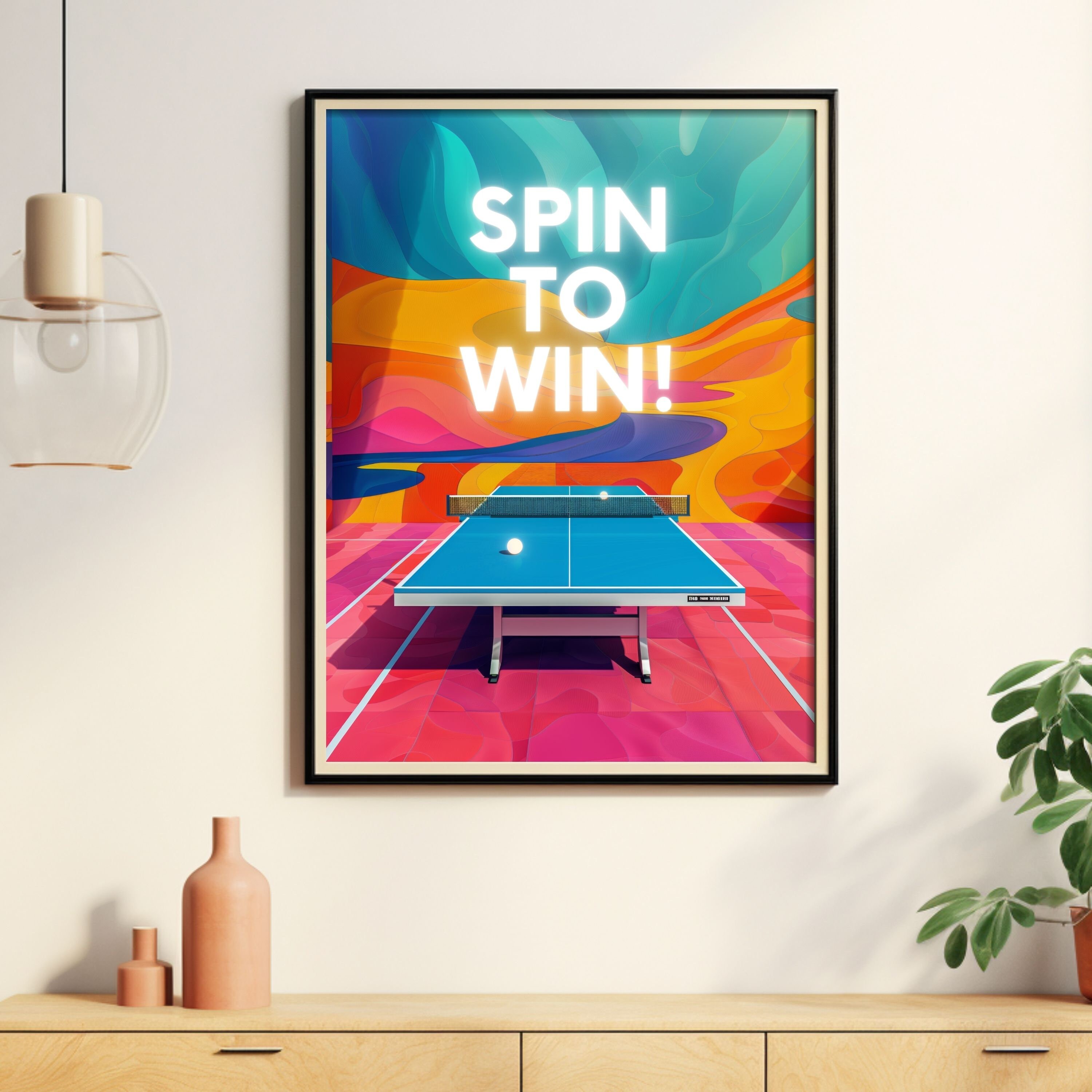 Spin to Win! Table Tennis Wall Art | Ping Pong Motivational Poster ...