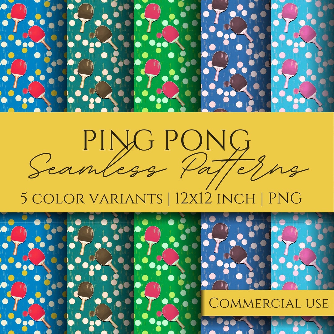 Ping Pong Seamless Patterns Table Tennis Printable Paper 12x12 Inch PNG ...