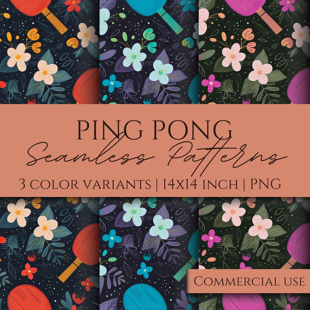 Ping Pong Dark Floral Seamless Patterns | Table Tennis Printable Paper ...