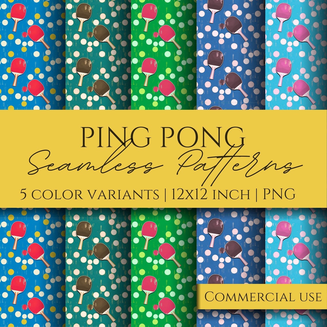 Ping Pong Seamless Patterns | Table Tennis Printable Paper | 12x12 Inch ...