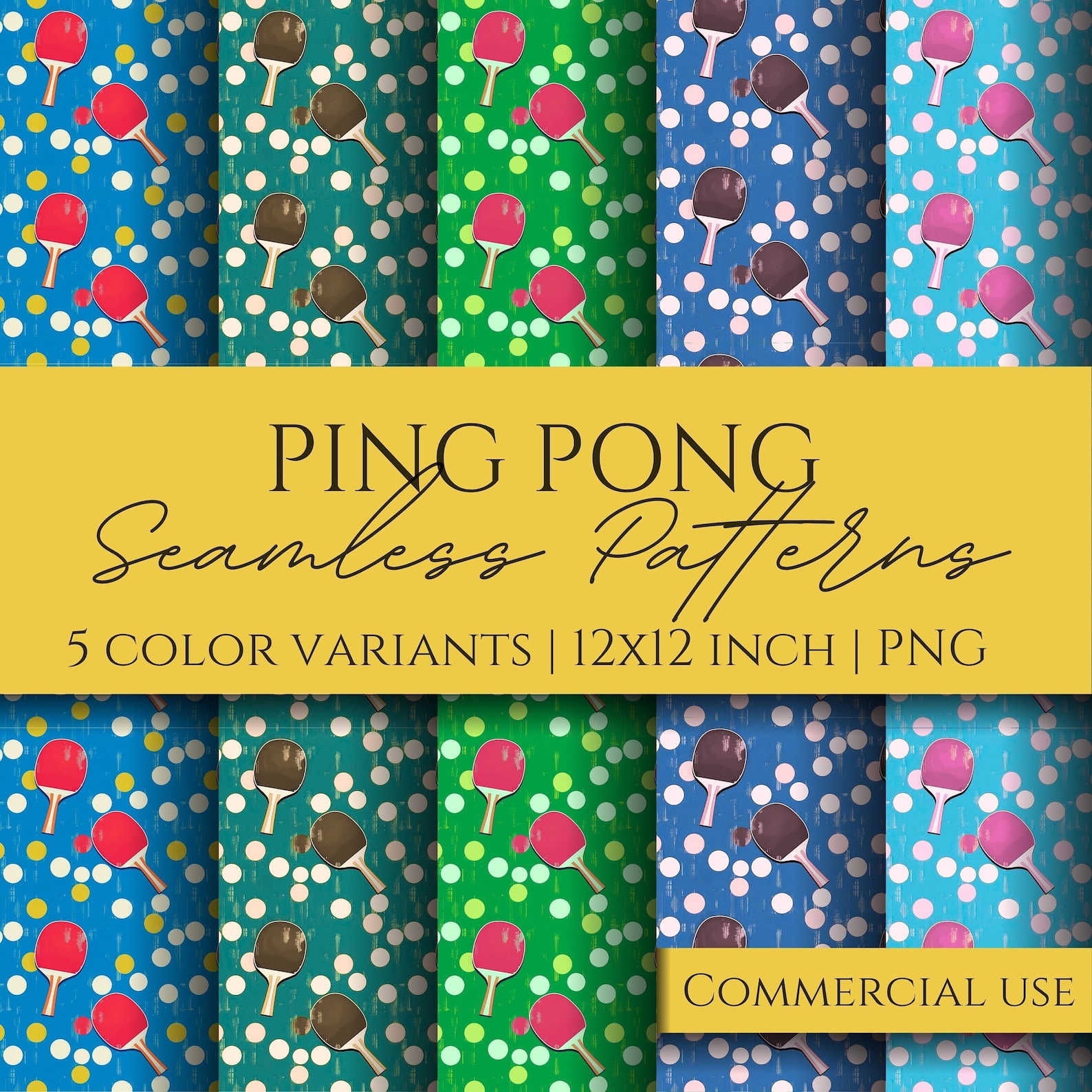 Ping Pong Seamless Patterns | Table Tennis Printable Paper | 12x12 Inch ...