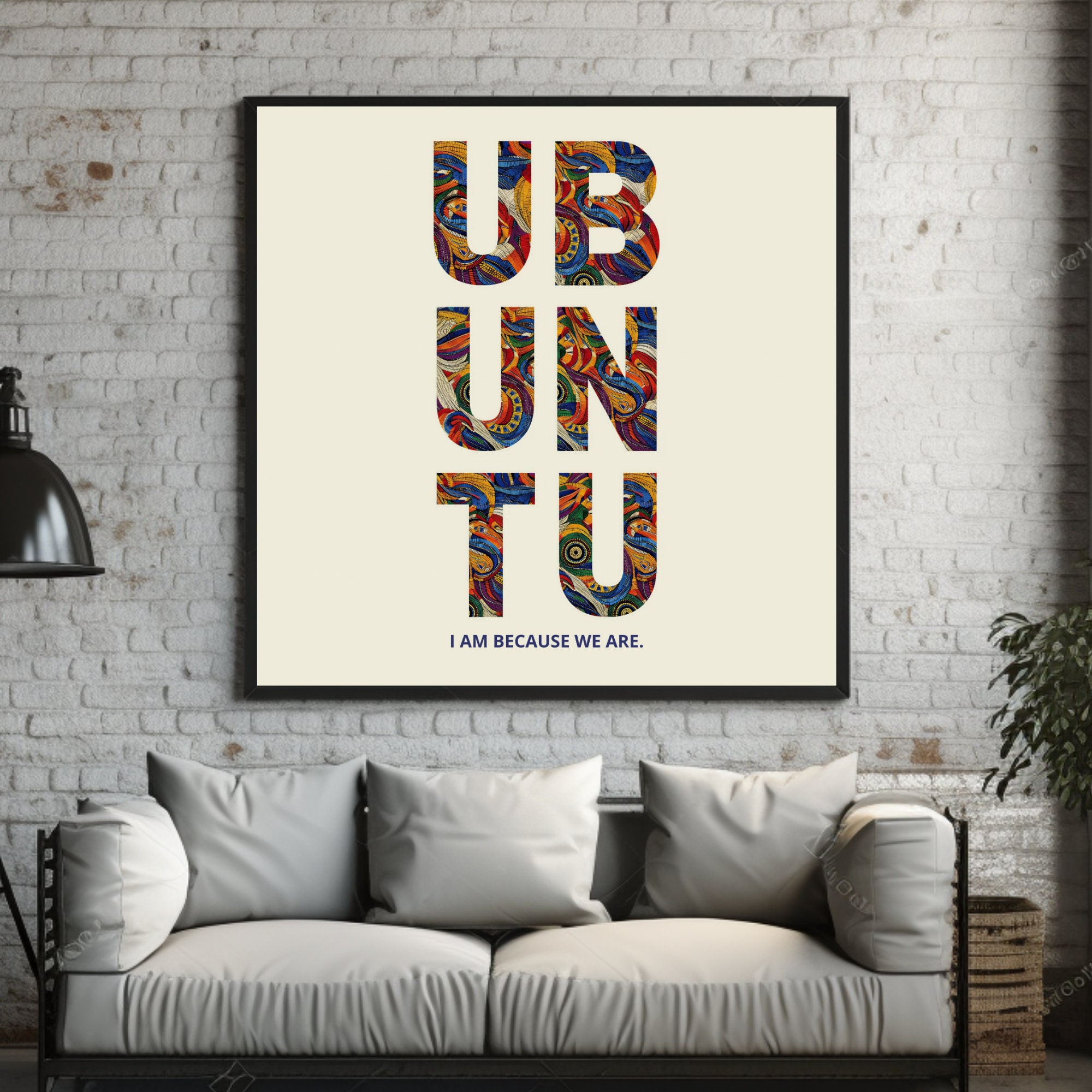 Ubuntu Typography Wall Art | Colorful Pattern | I Am Because WE Are ...