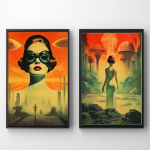 Retro-futurism - Time Travel | 24-piece Vintage Printable Poster Set ...