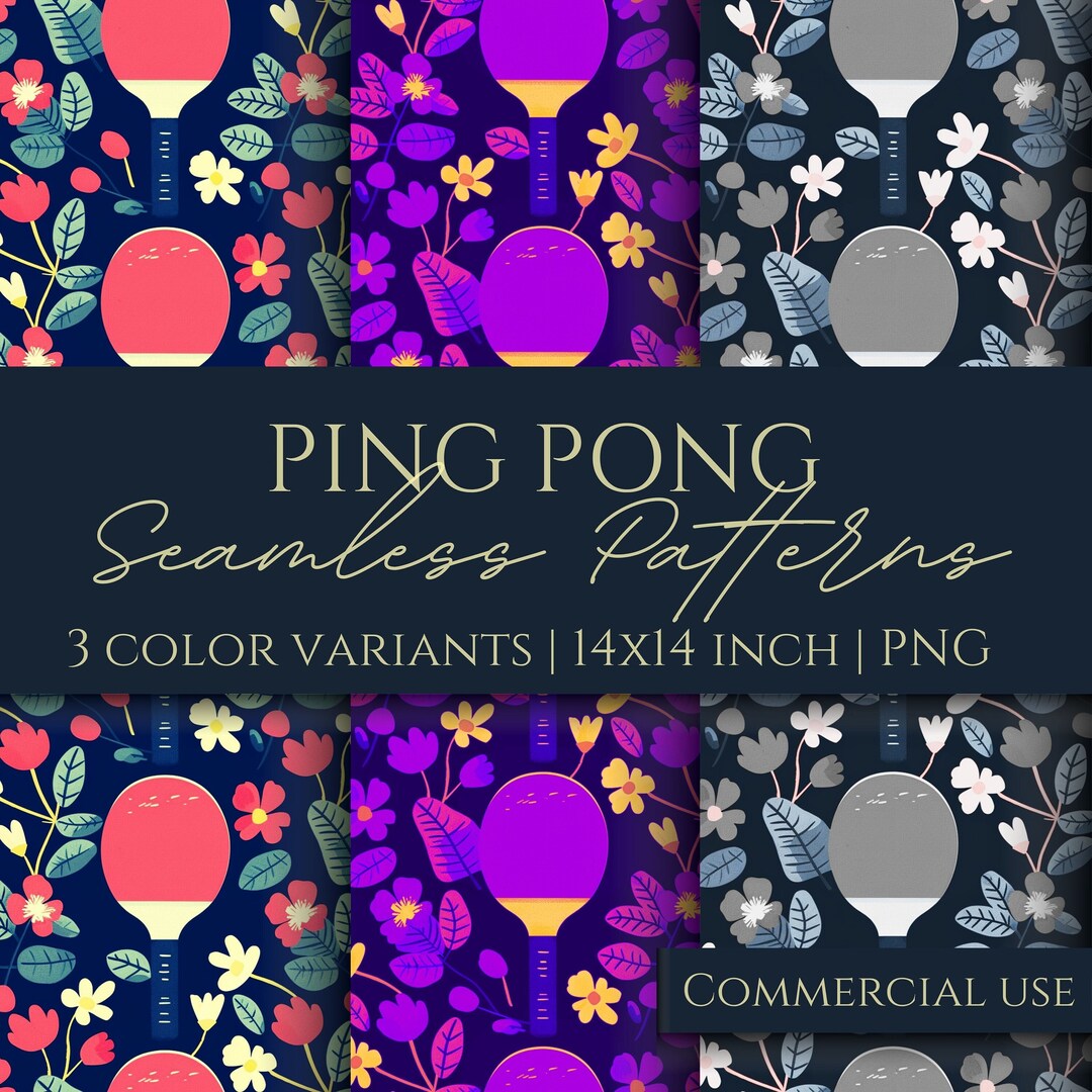 Ping Pong & Flowers Seamless Patterns | Table Tennis Printable Paper ...