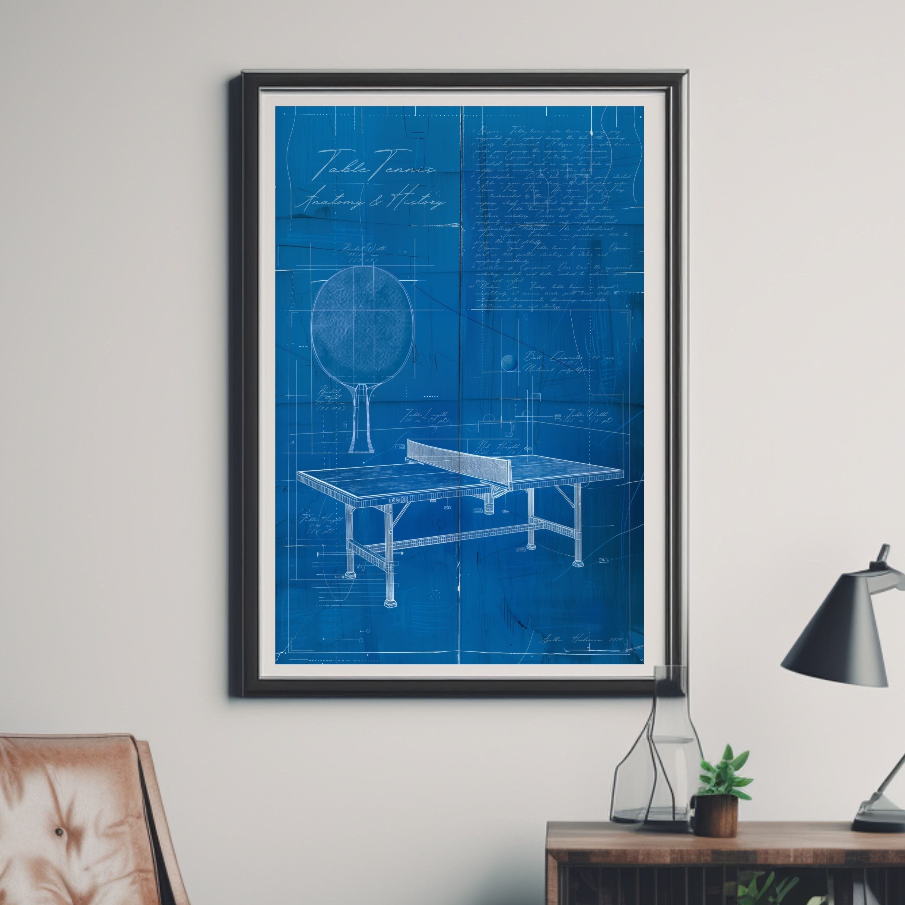 Table Tennis Blueprint: Anatomy and History Ping Pong Poster Printable ...