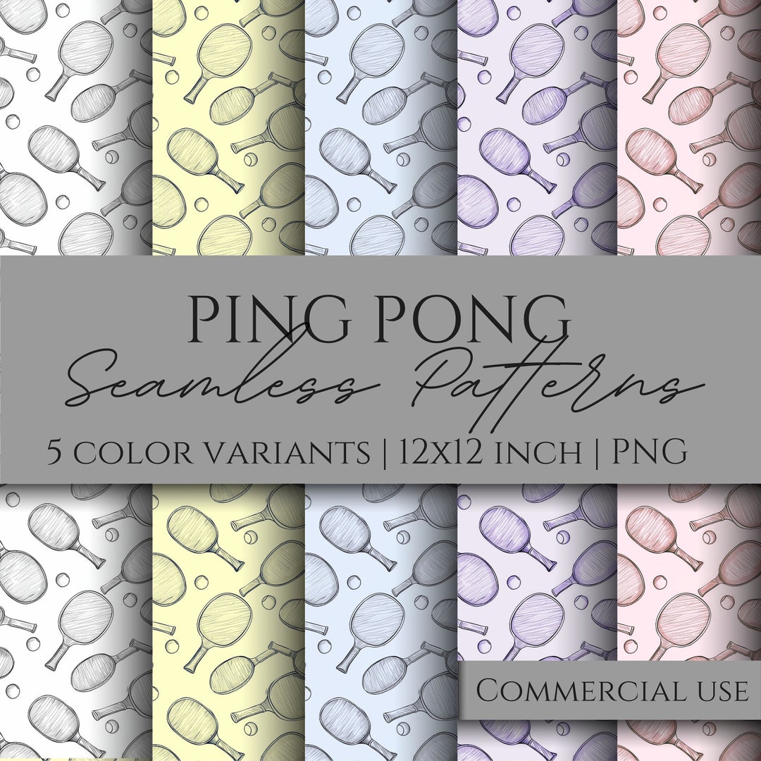 Ping Pong Seamless Patterns | Table Tennis Printable Paper | 12x12 Inch ...