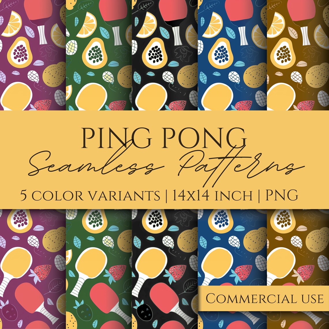 Ping Pong Fruity Seamless Patterns | Table Tennis Printable Paper ...