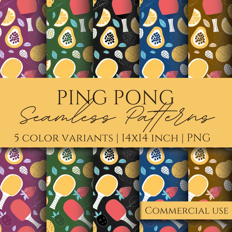 Ping Pong Fruity Seamless Patterns | Table Tennis Printable Paper ...