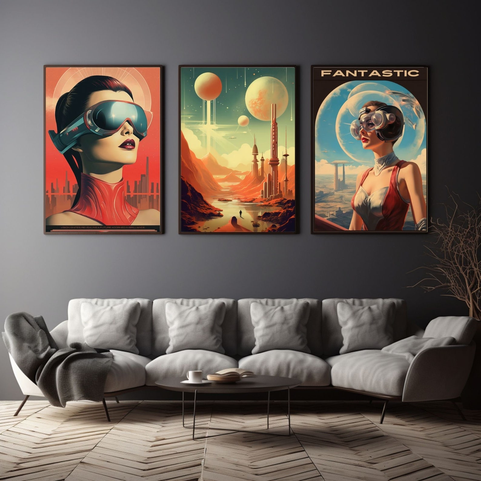 Retro-futurism - Time Travel | 24-piece Vintage Printable Poster Set ...
