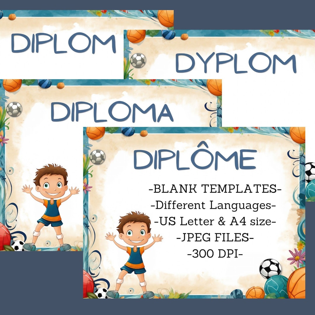 Diplôme Diplom Diplom Diplôme Certificat Sport Enfants - Etsy France