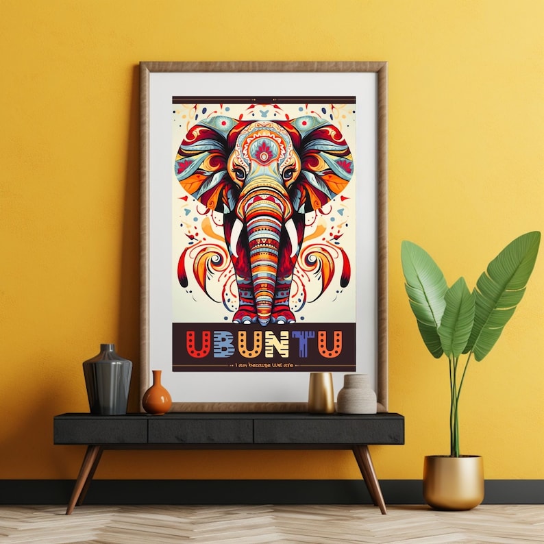 Ubuntu Wall Art | African Pattern Printable Poster | Colorful Elephant ...