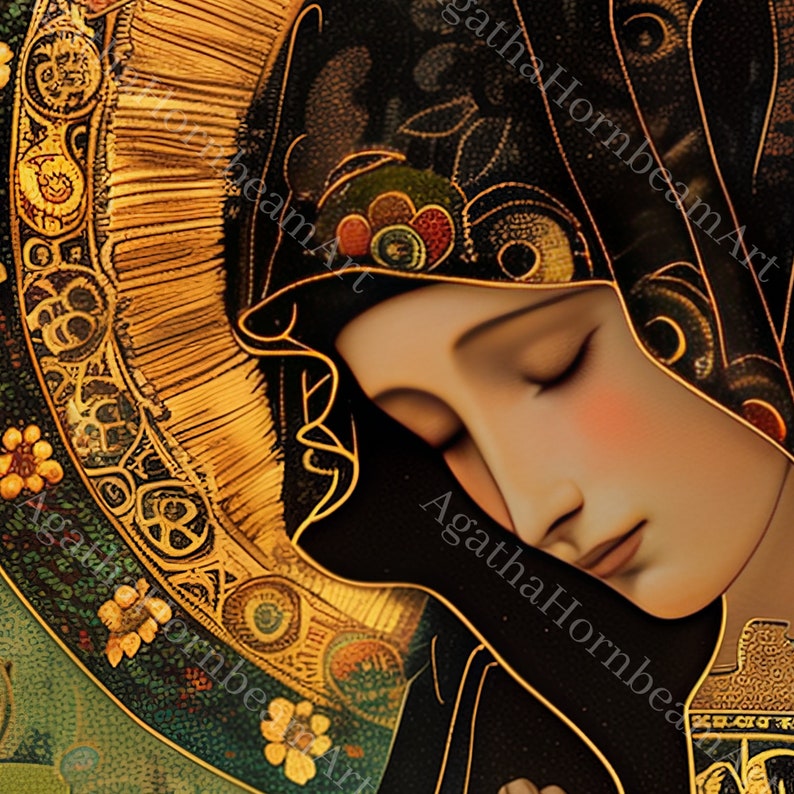 Blessed Virgin Mary | Art Nouveau Style | Large Printable up to A2 ...