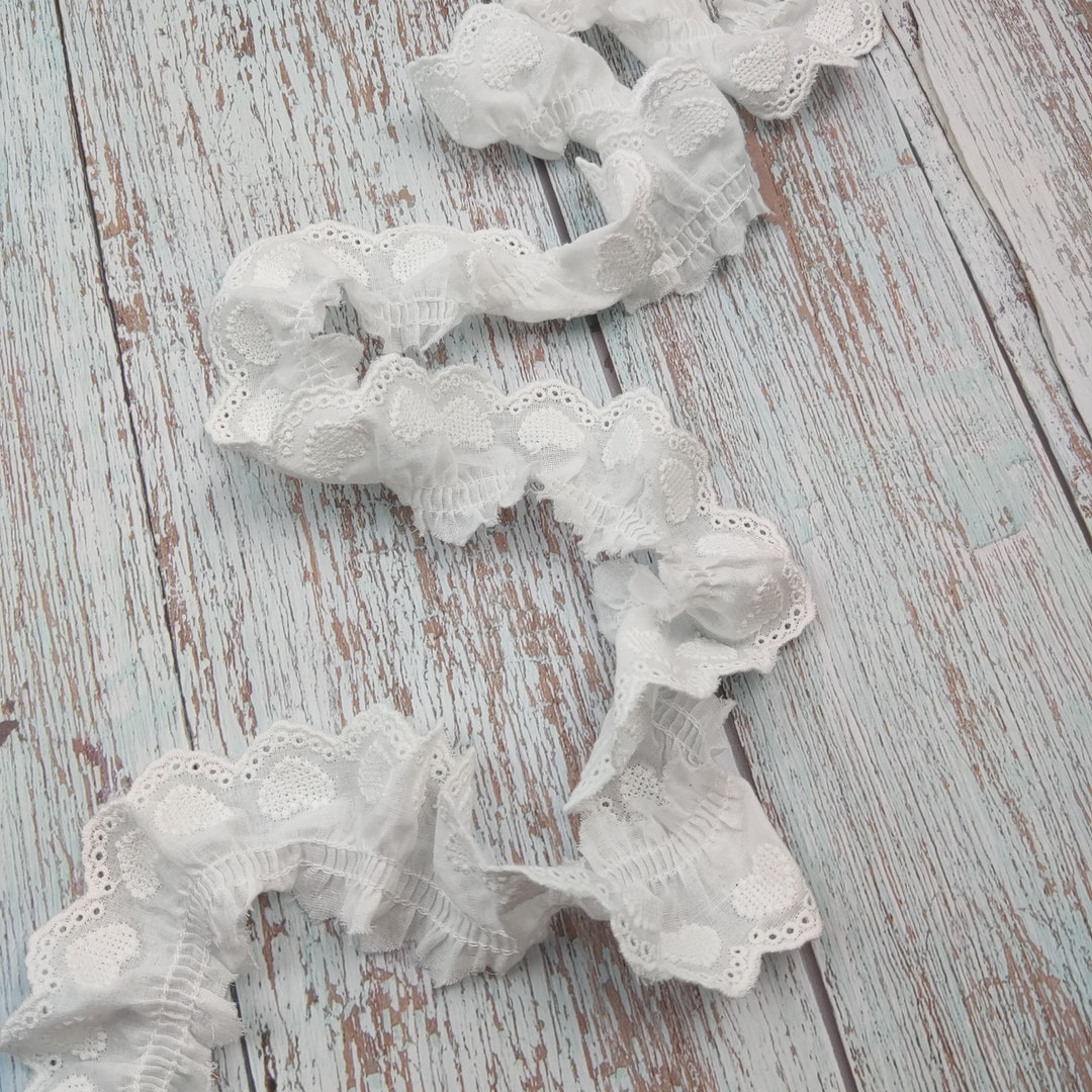 Natural Cotton Lace Trim, Ruffled White Lace Trim, Fine Thread ...
