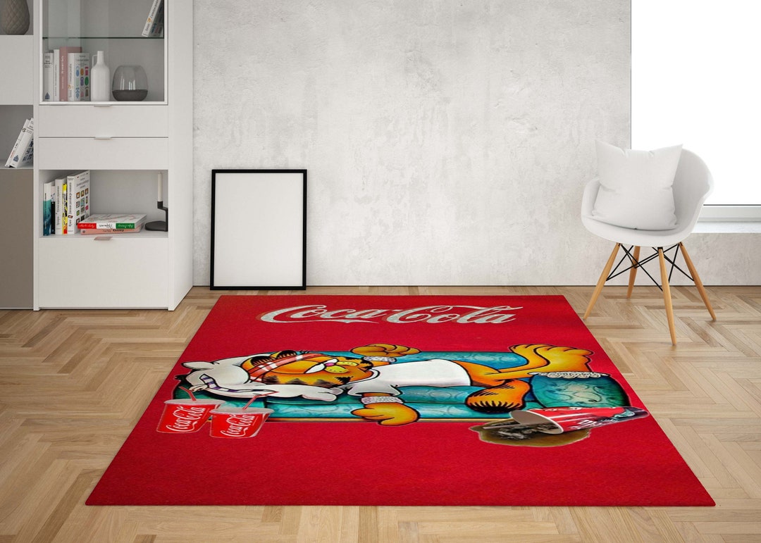 Garfield Rug, Coca Cola Garfield Rug, Cartoon Rug, Kids Room Rug, Coca ...