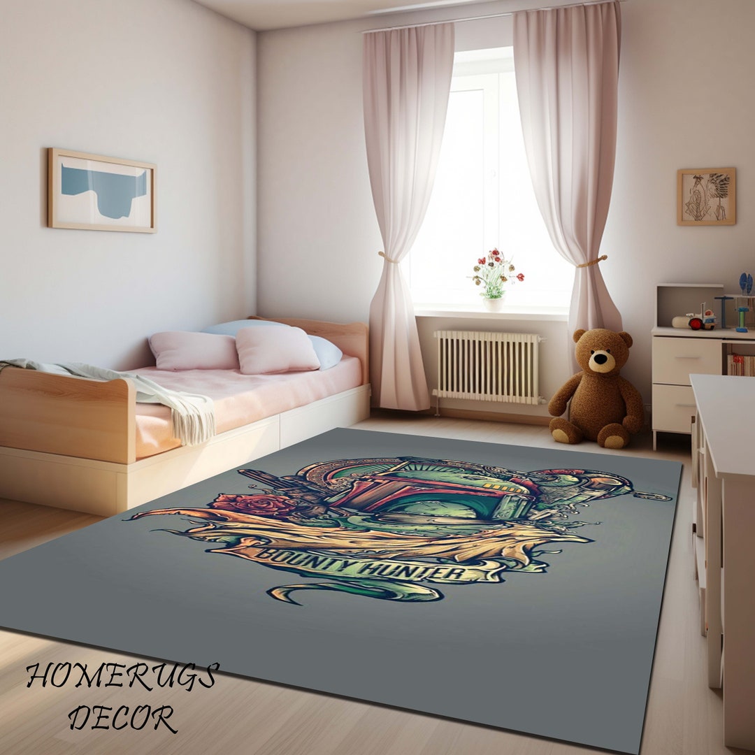 Boba Fett Rug, Boba Fett Decor, Bounty Hunter Rug, Nonslip Rug, Digital ...