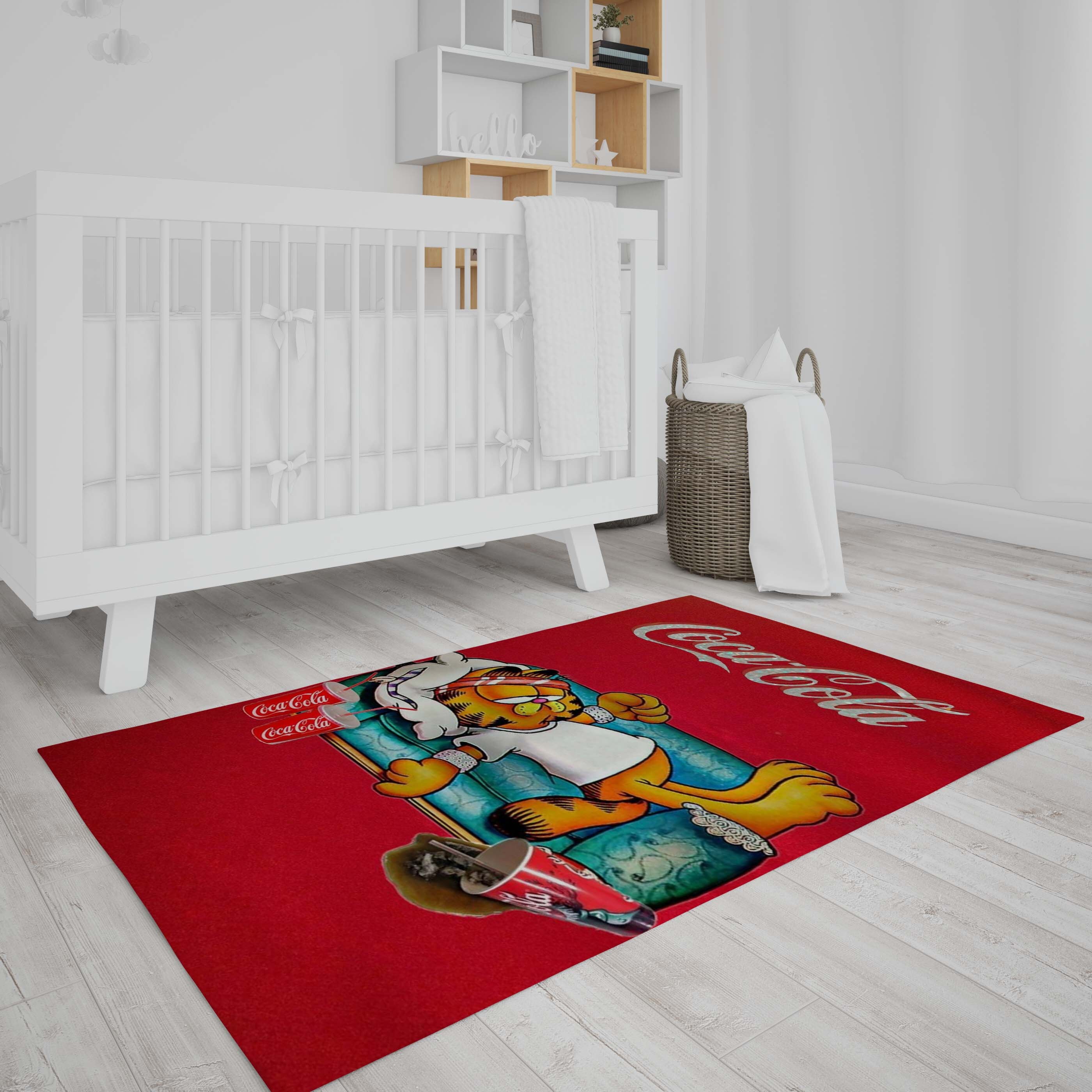 Garfield Rug, Coca Cola Garfield Rug, Cartoon Rug, Kids Room Rug, Coca ...