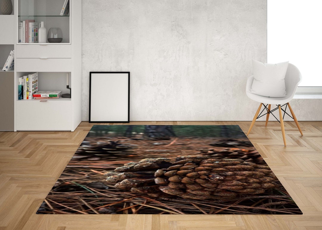 Pine Cone Rug, Forest Plant Rug, Nature Rug, Christmas Rug, Custom Room ...