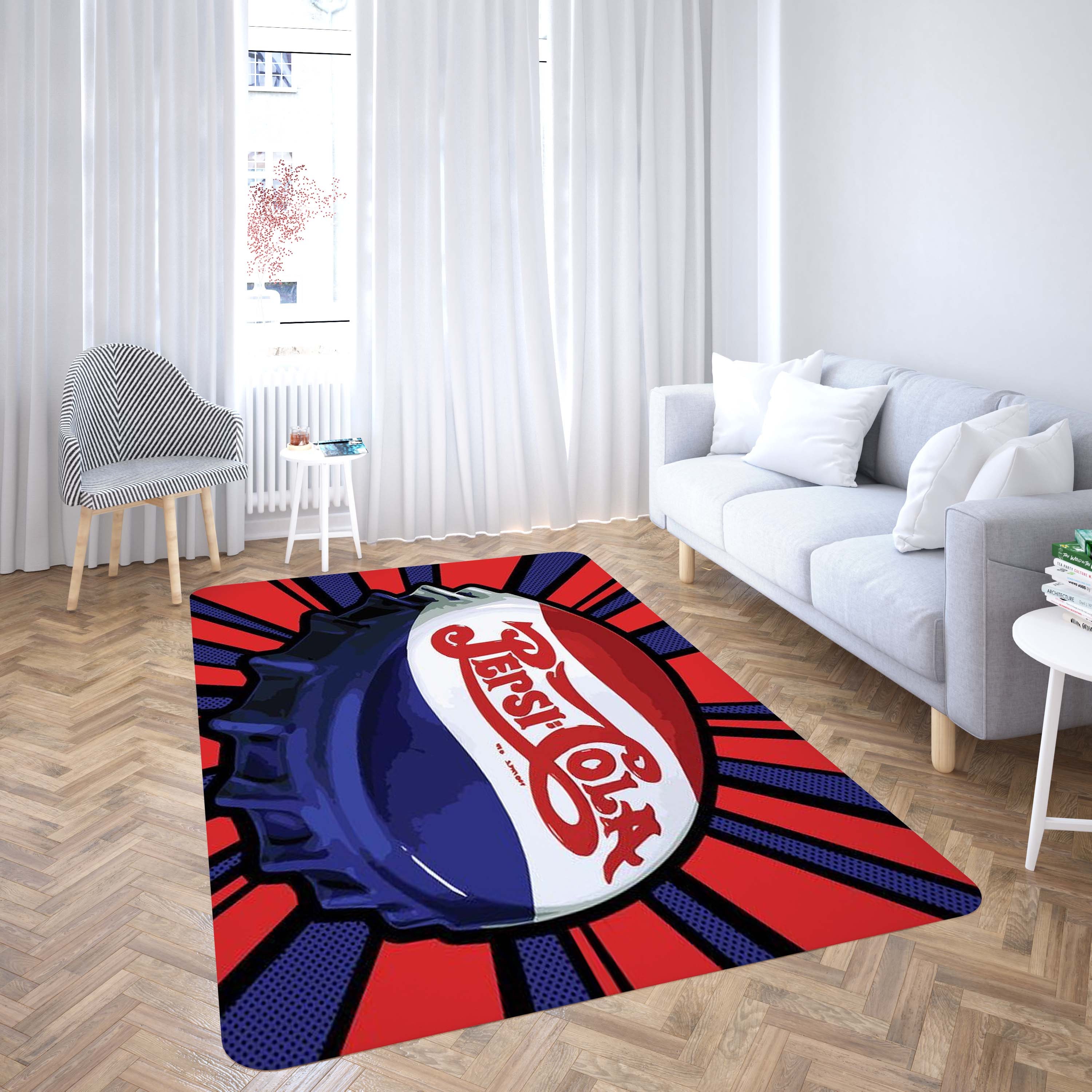 Pepsi Cap Rug, Pepsi Decor Rug, Custom Room Rug, Living Room Rug, Cola ...