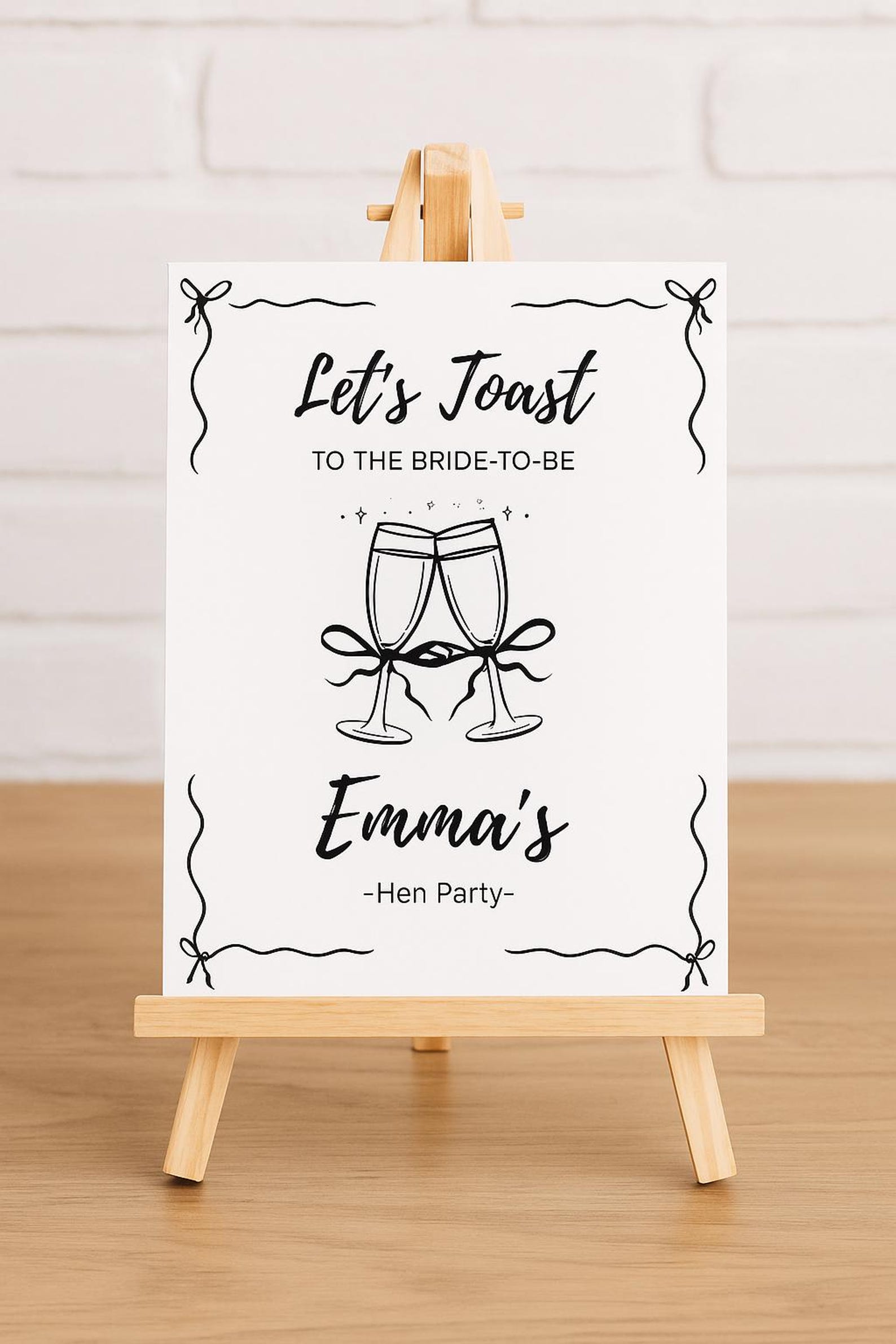 Personalisable Hen Party Sign Template | Let’s Toast Bride-to-be Invite ...