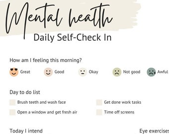 Mental Health Awareness Self Check-in - Etsy