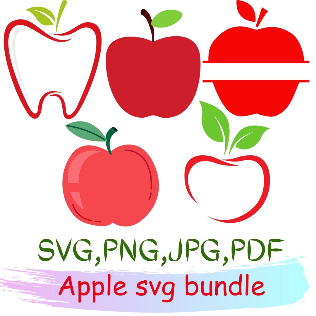 Apple Name Frame SVG Apple Split Monogram Frame Svg Teacher - Etsy