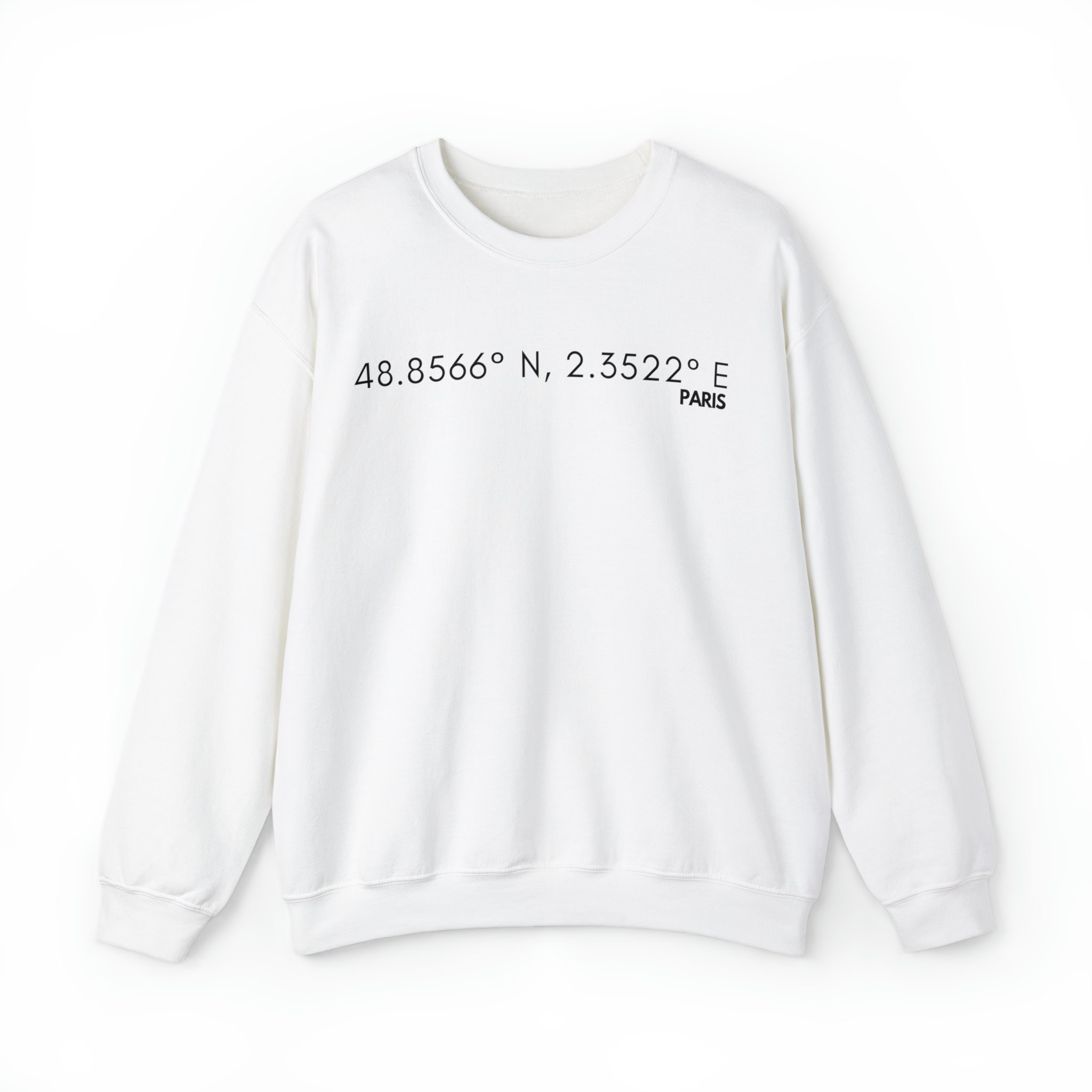 Paris Longitude and Latitude Coordinates Sweat Shirt, Paris Location ...