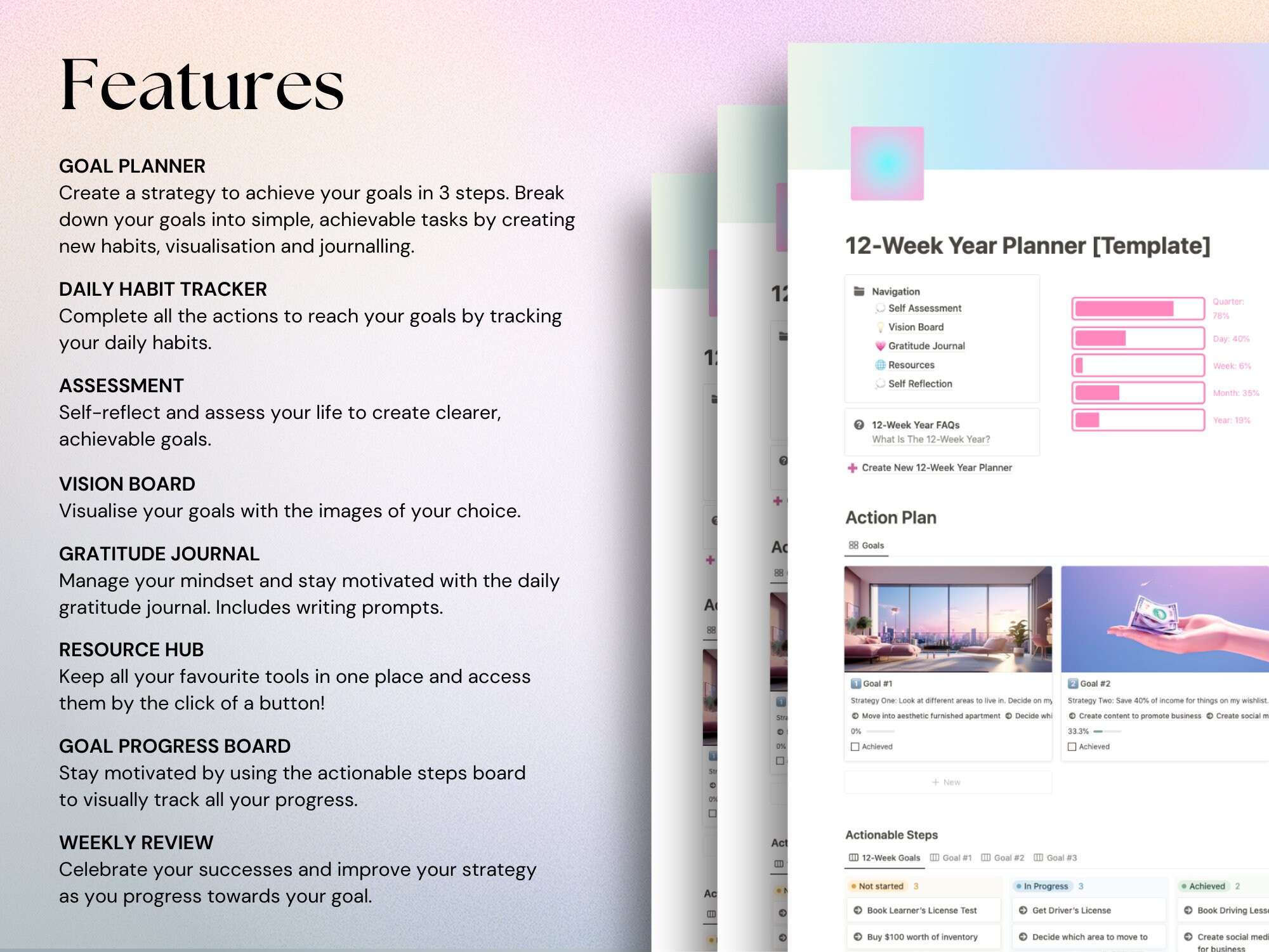 12 Week Year Planner, Notion Template, Quarterly Life Goals, Daily ...