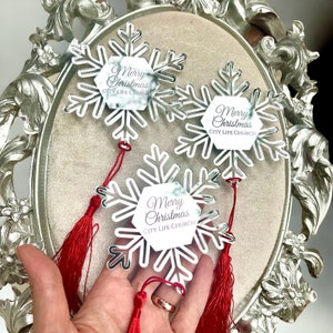 Snowflake Mirror Magnet, Christmas Party Favors, Personalized Snowflake ...
