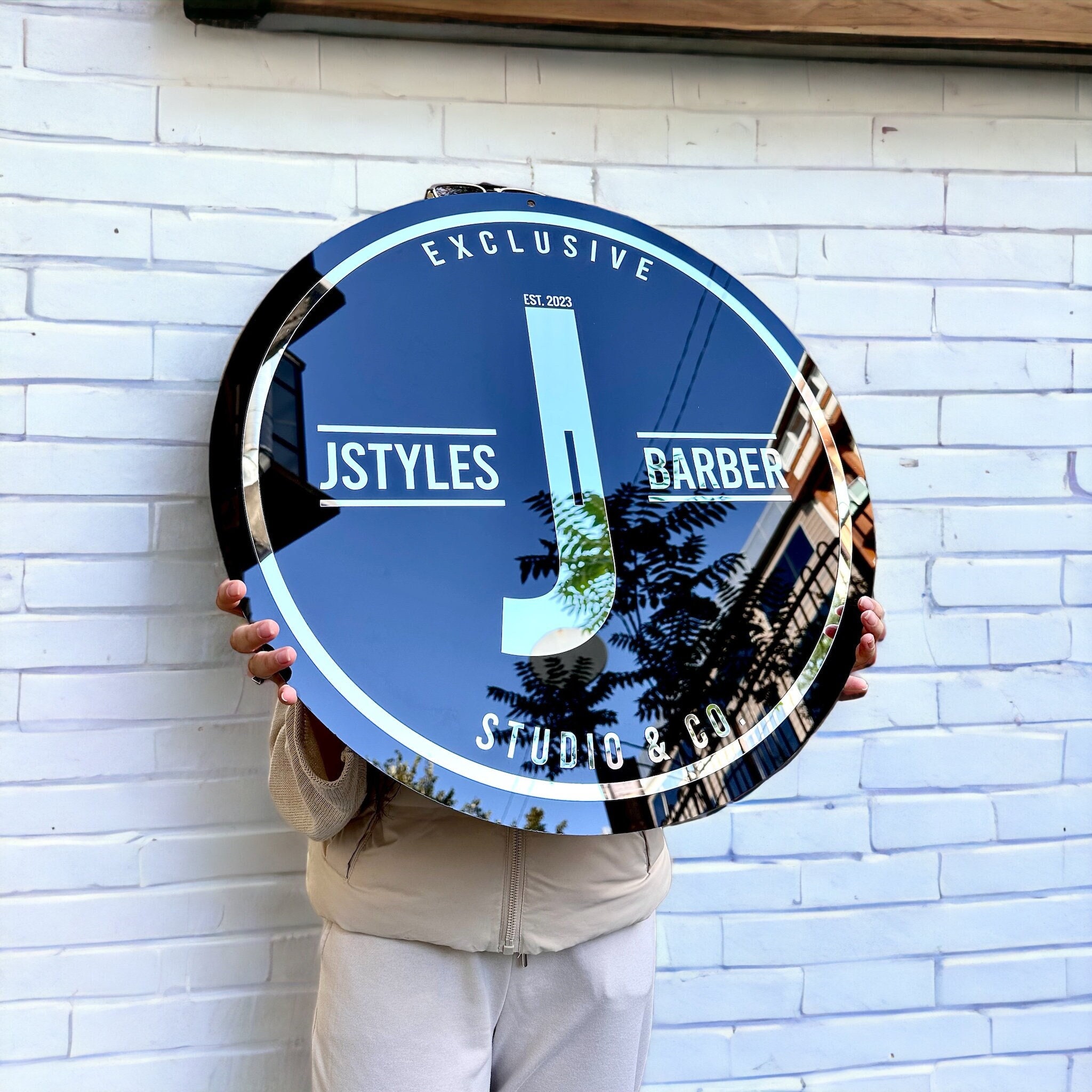 Custom Round Sign, Barber Logo Sign, Business Logo Sign, Outdoor Sign ...