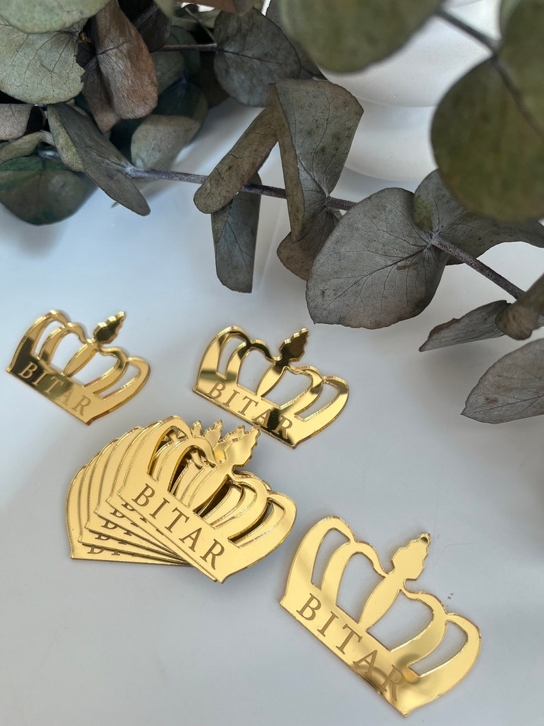 Tiara Crown Tags, Gold Crown Tag, 20pcs, Custom Crown, Personalized ...