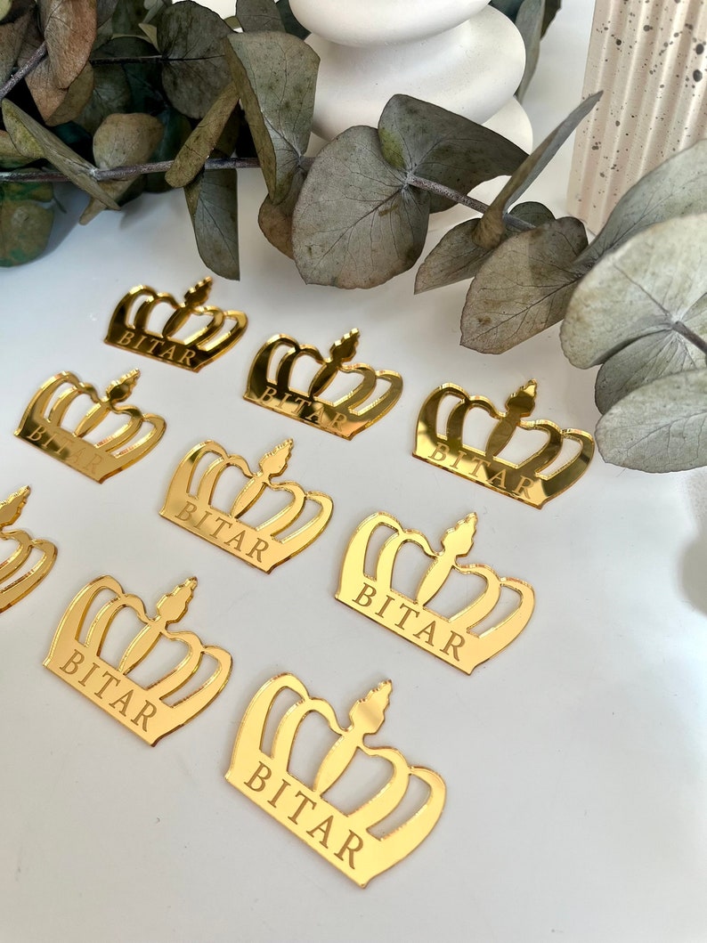 Tiara Crown Tags, Gold Crown Tag, 20pcs, Custom Crown, Personalized ...