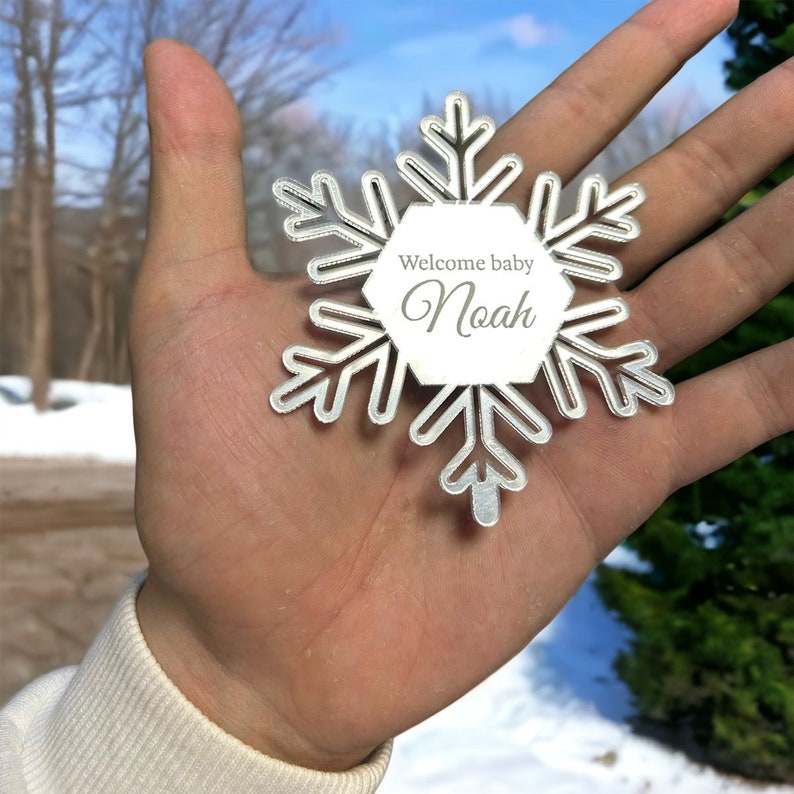 Snowflake Mirror Magnet, Christmas Party Favors, Personalized Snowflake ...