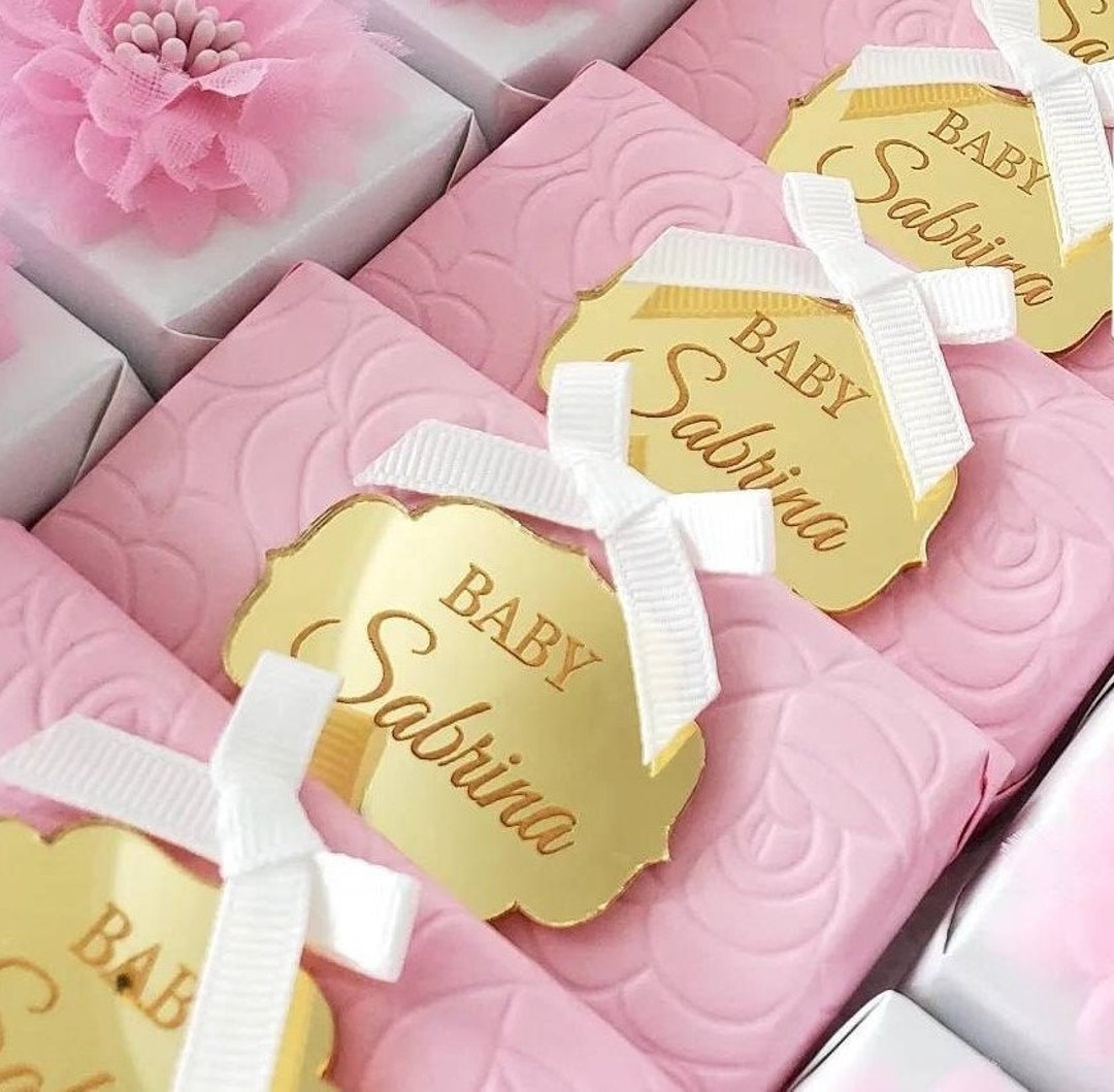 Baby Shower Tag, Personalized Tag, Custom Mirror Tag, Acrylic Name Tag ...