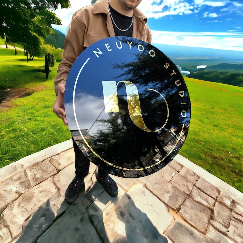 Custom Round Sign, Barber Logo Sign, Business Logo Sign, Outdoor Sign ...