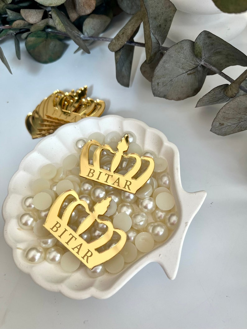 Tiara Crown Tags, Gold Crown Tag, 20pcs, Custom Crown, Personalized ...