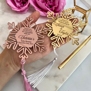 Snowflake Mirror Magnet, Christmas Party Favors, Personalized Snowflake ...