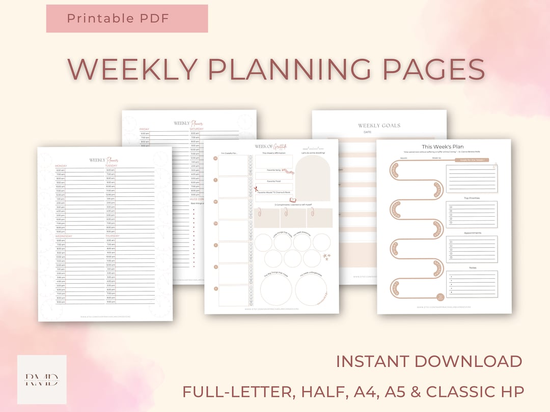 Weekly Planning Pages | Planner Insert | Printable Planning Pages ...