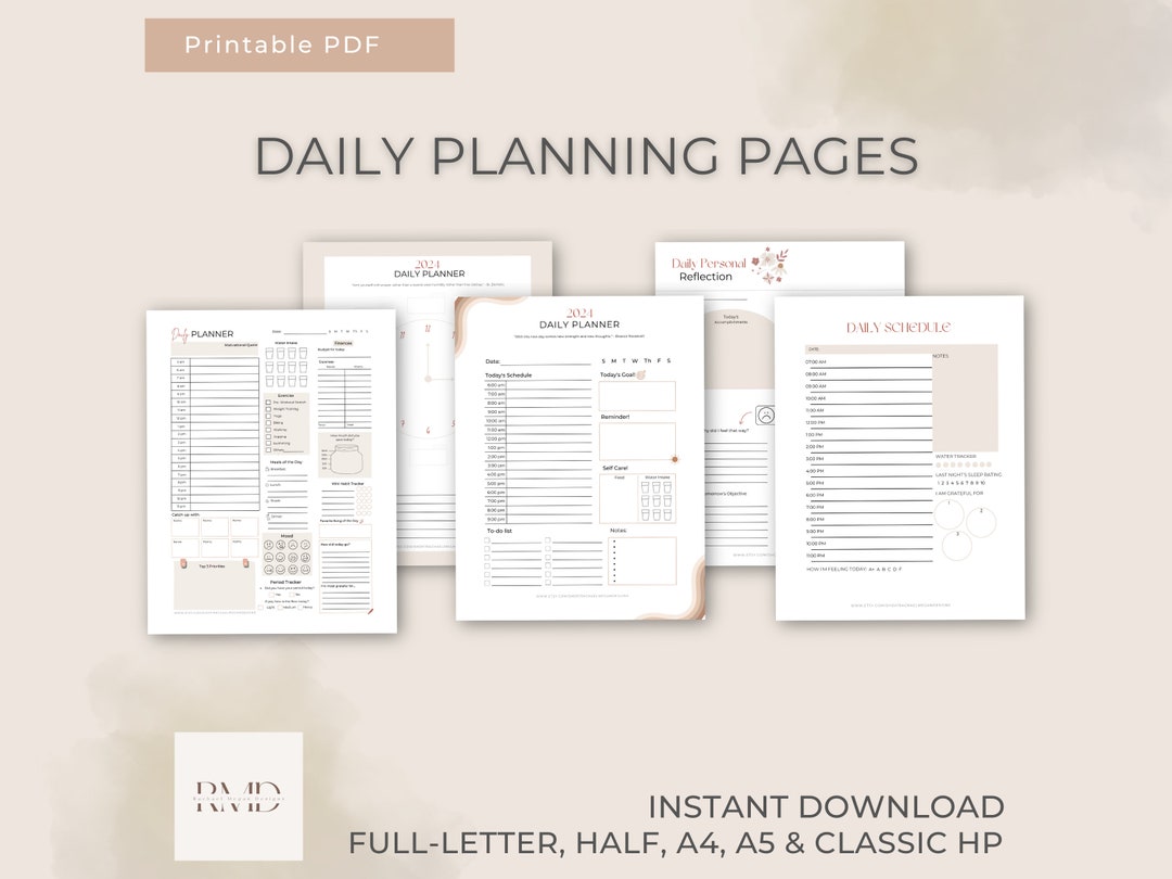 Daily Planning Pages, Planner Insert, Printable Planning Pages, Daily ...