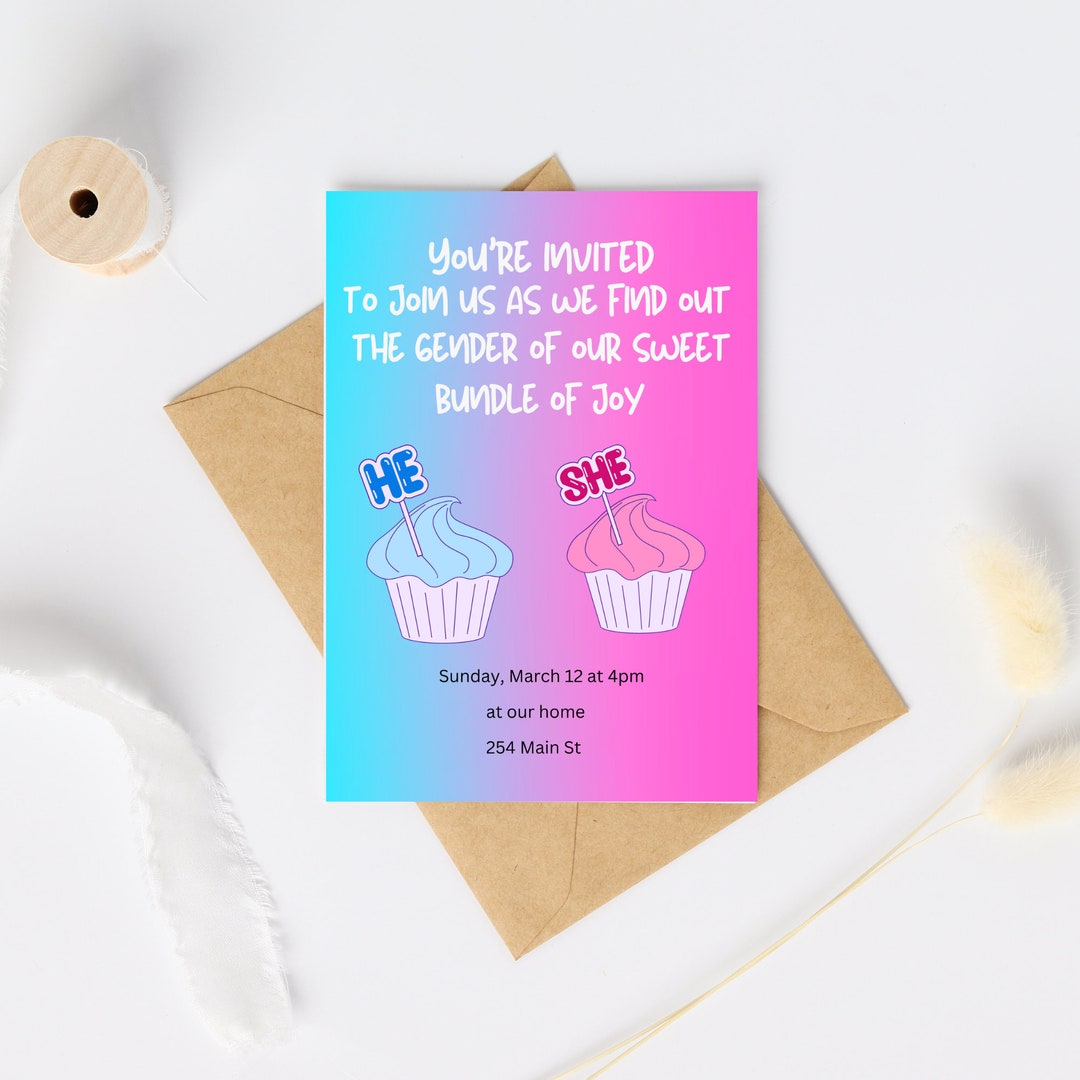 Gender Reveal Party Printable Invitation Etsy