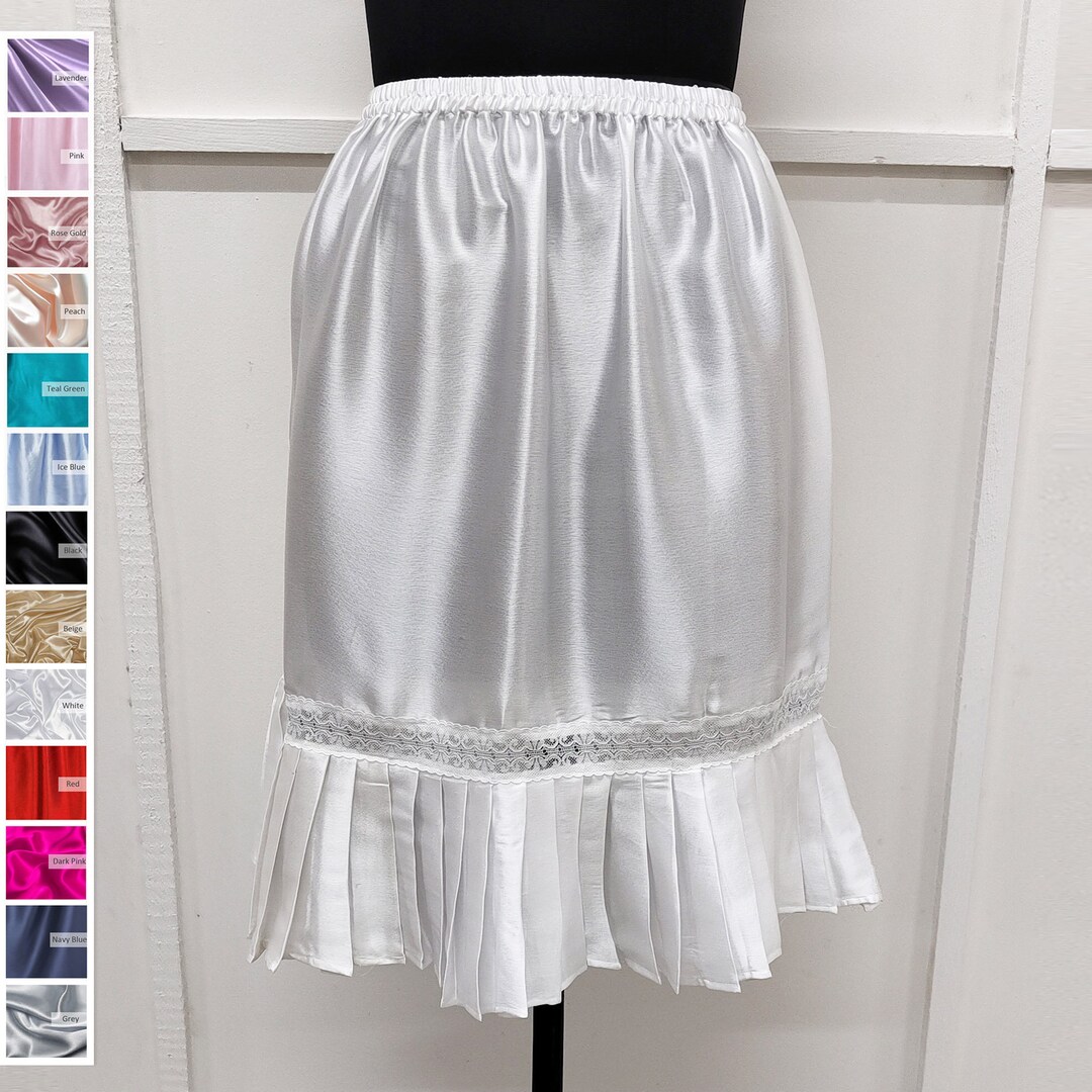 Satin Ruffle Underskirt, Half Slip Dress Extender, Satin Frill ...