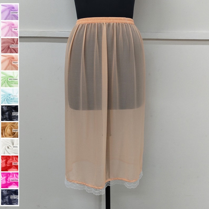 Chiffon Lacey Half Slip, Dress Extender, Underskirt, Petticoat ...