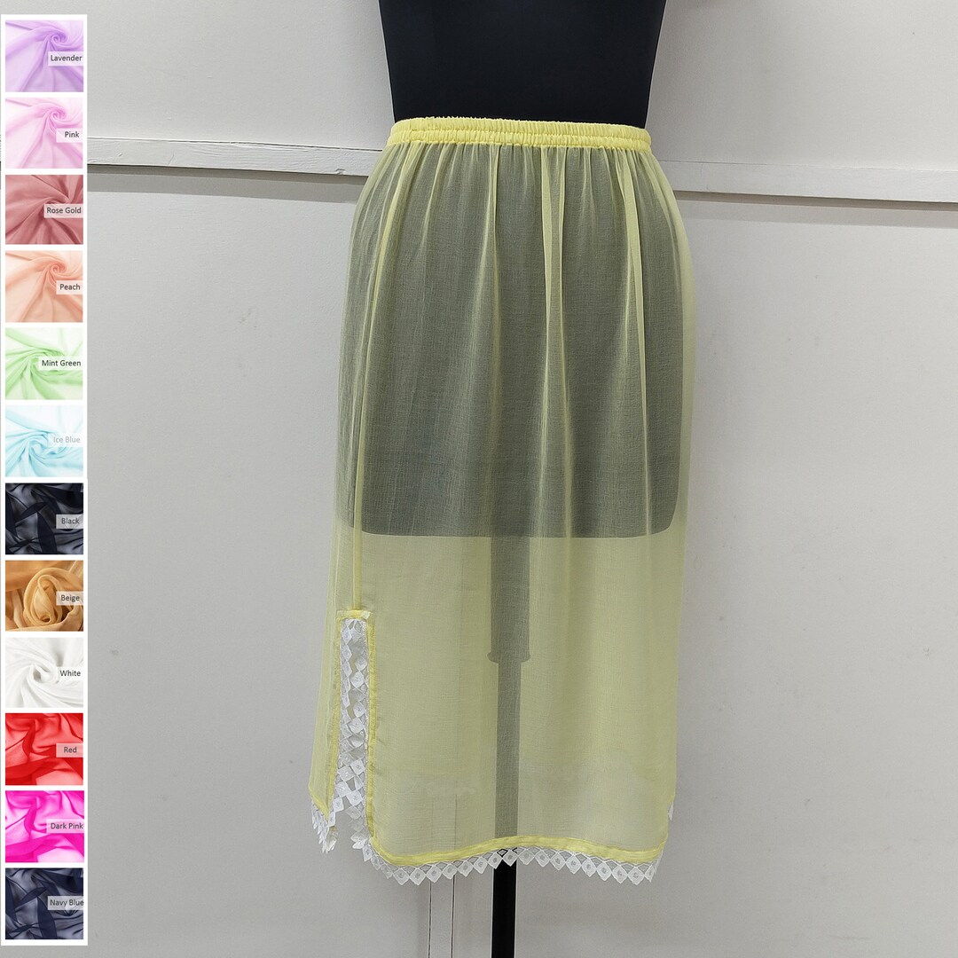 Chiffon Lacey Half Slip, Dress Extender With Slit, Underskirt ...