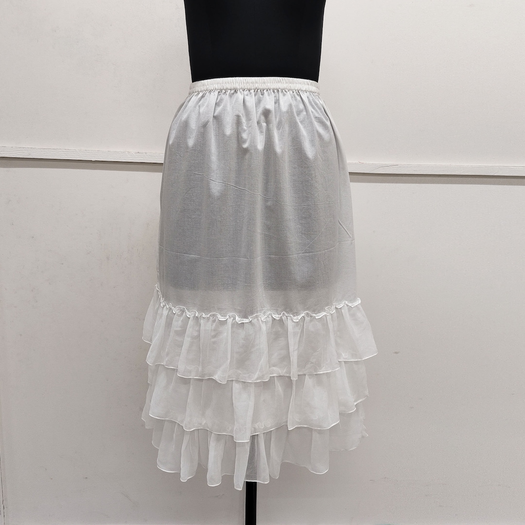 Cotton Ruffle Underskirt, Half Slip, Frill Petticoat for Women, Ruffle ...