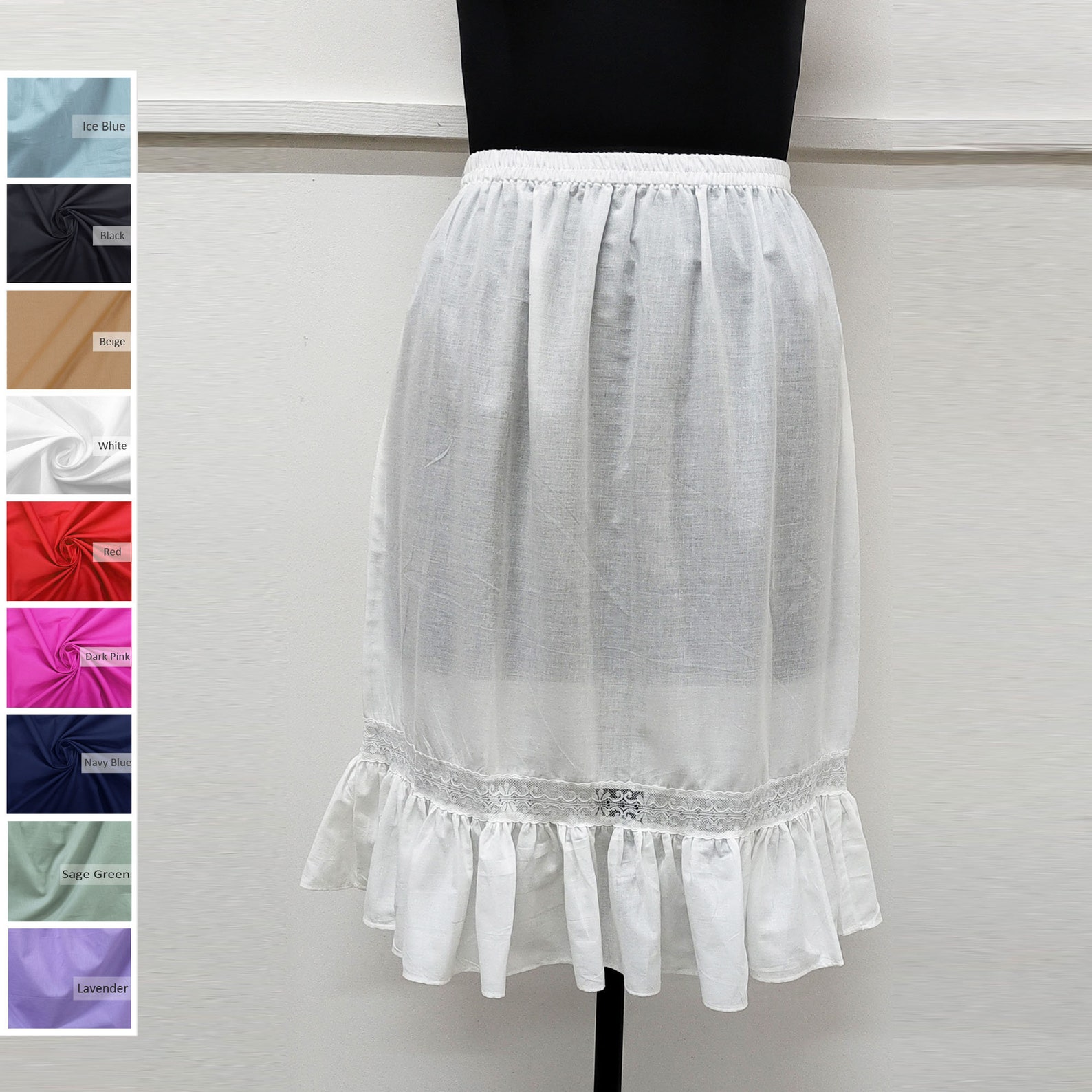 Cotton Ruffle Half Slip, Underskirt, Ruffle Dress Extender, Petticoat ...
