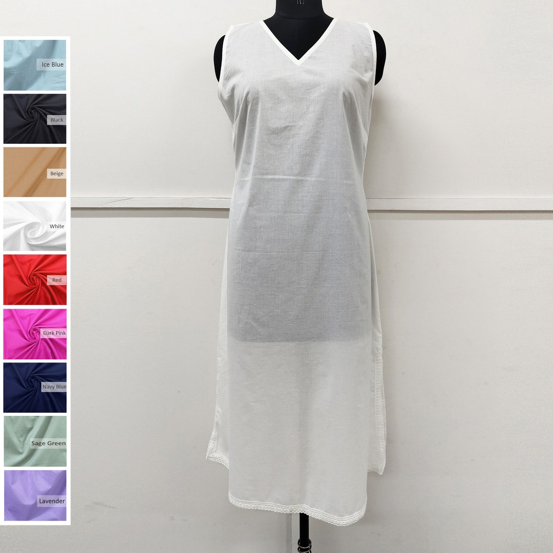 Cotton Full Slip, Maxi Slip, Underdress With Slit, Night Dress - XS to ...