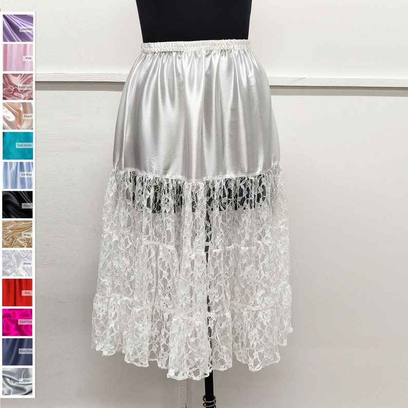 Satin Ruffle Half Slip, Dress Extender, Satin Underskirt, Satin ...
