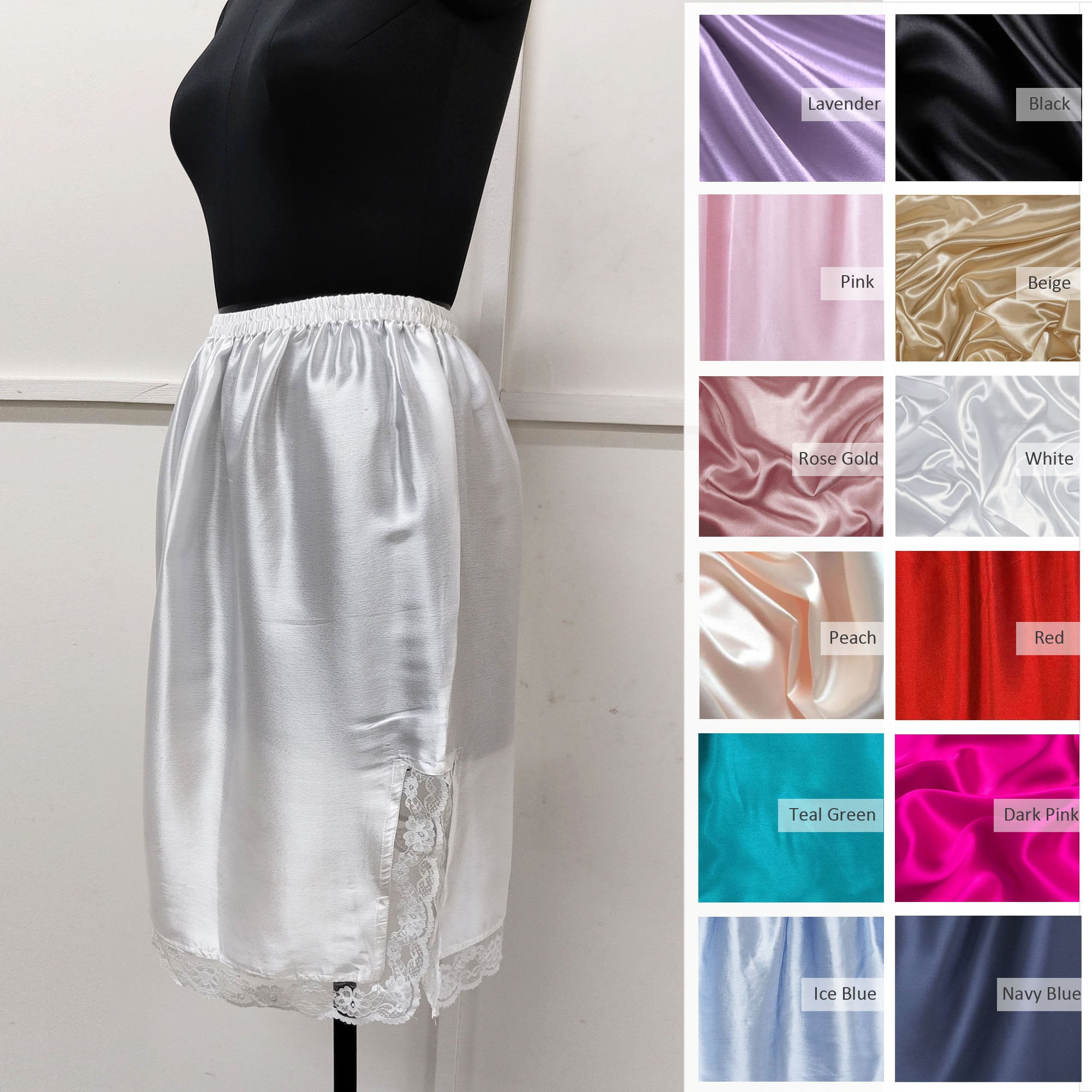 Satin With Slit Half Slip Dress Extender Satin Lacey - Etsy